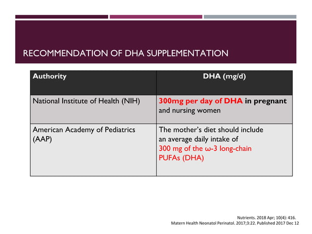 Impact of DHA Source on Cognitive development of the baby and other ...
