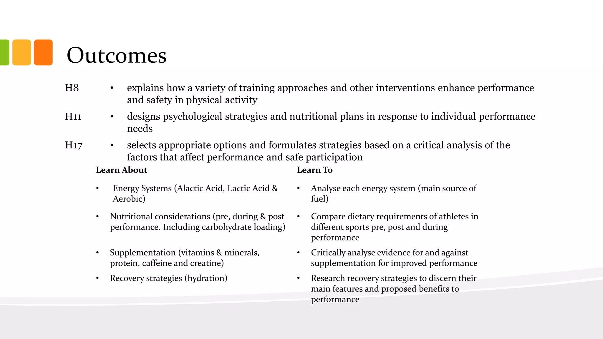 Nutrition in Sports unit | PPTX