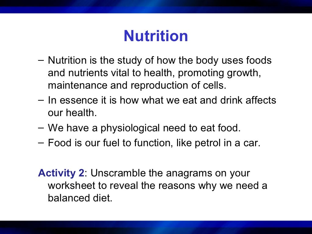 Nutrition Introduction Nutrition Introduction