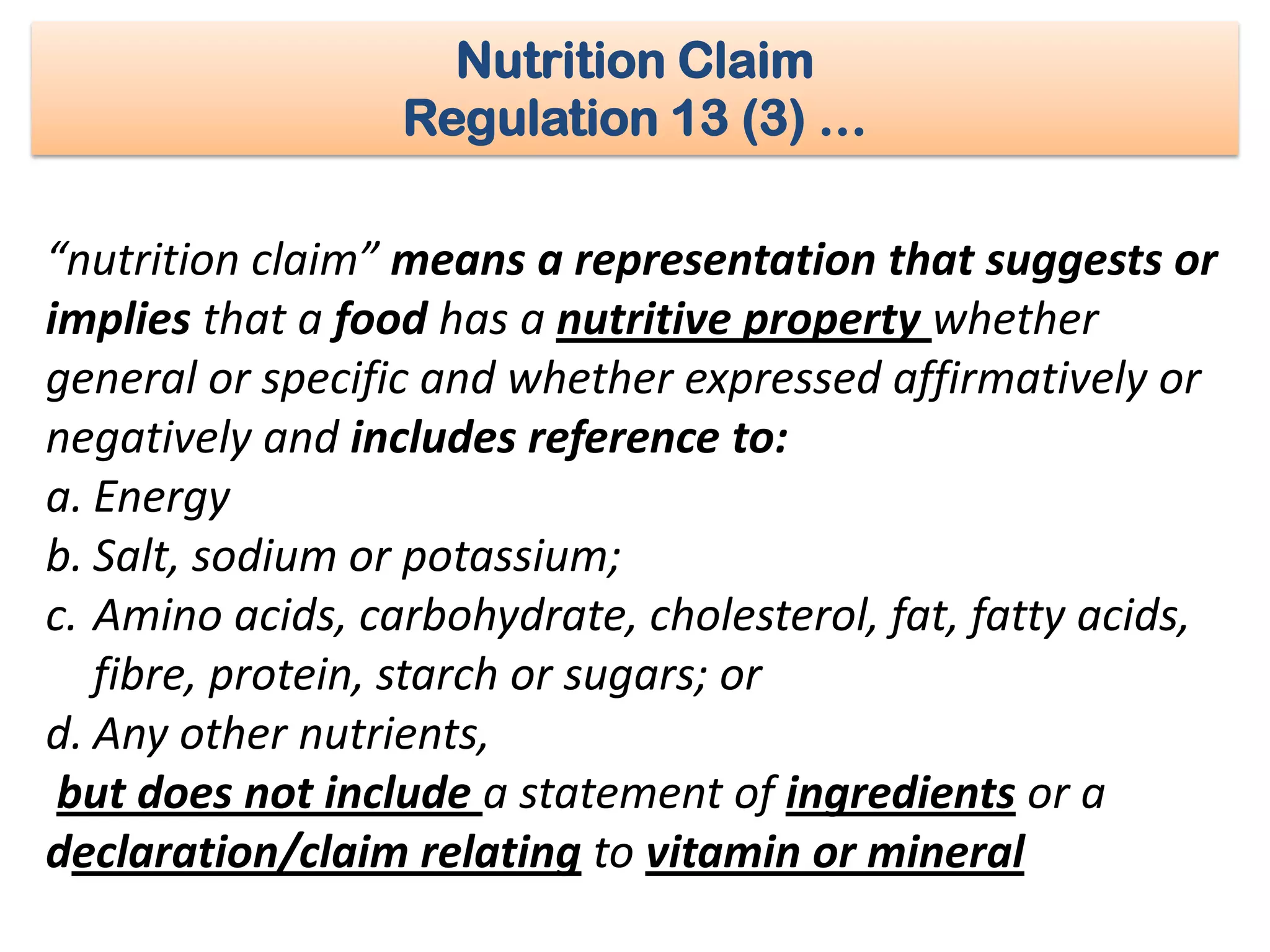 Nutrition Labeling & Claims Brunei 2012 | PDF