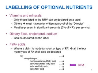 Nutrition Labeling & Claims Malaysia 2012 | PDF