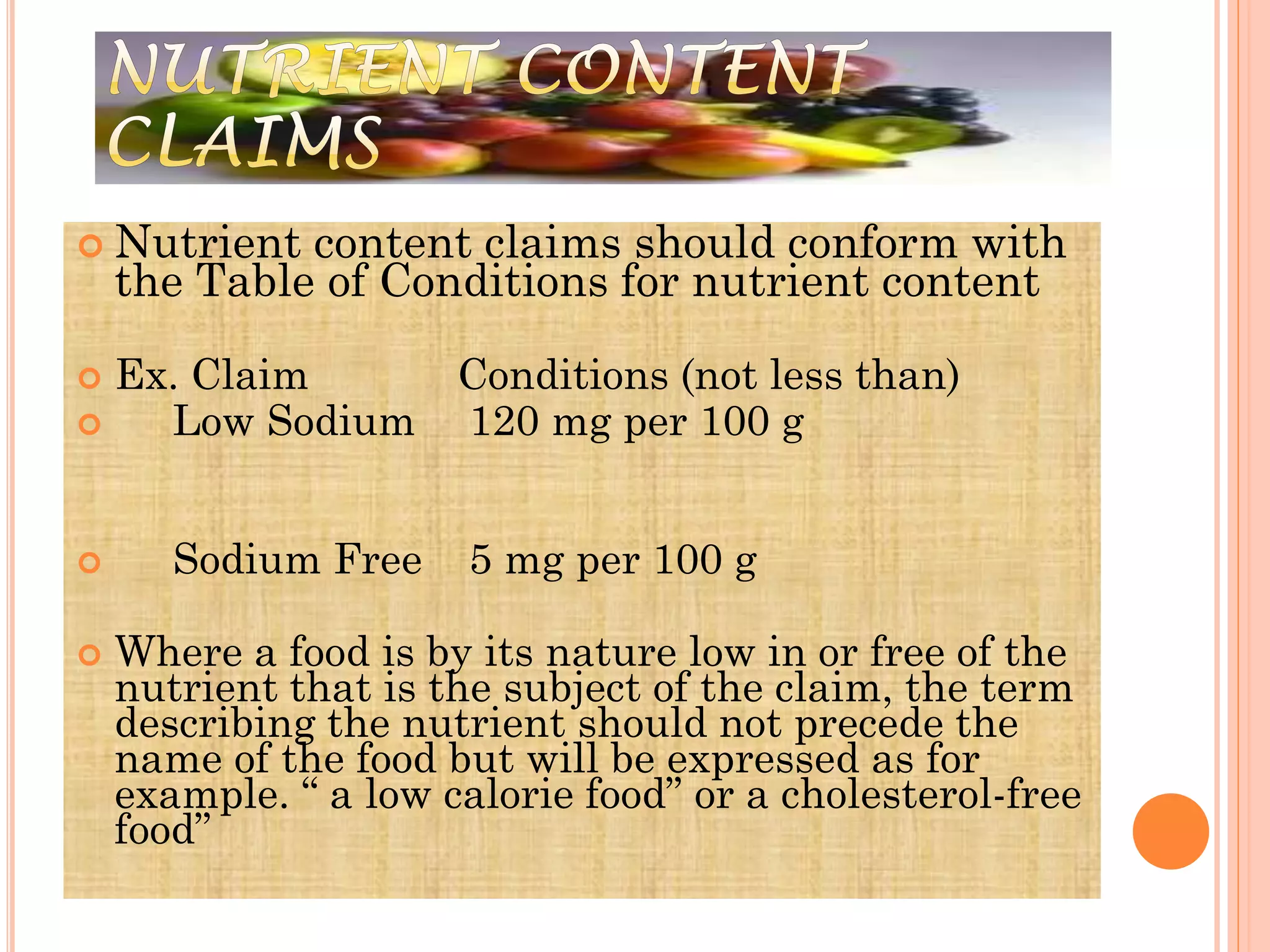 Nutrition Labeling & Claims Philippines 2012 | PDF