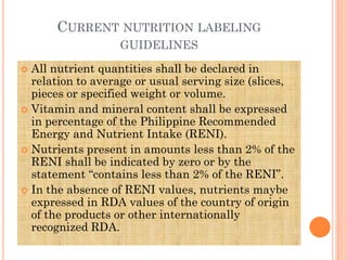 Nutrition Labeling & Claims Philippines 2012 | PDF
