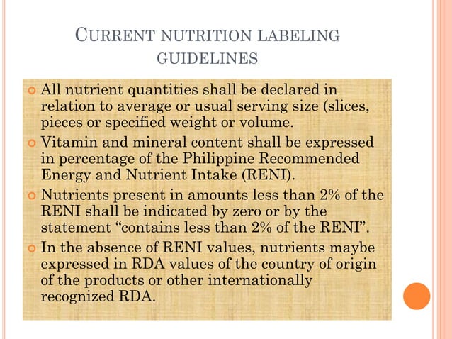Nutrition Labeling & Claims Philippines 2012 | PDF