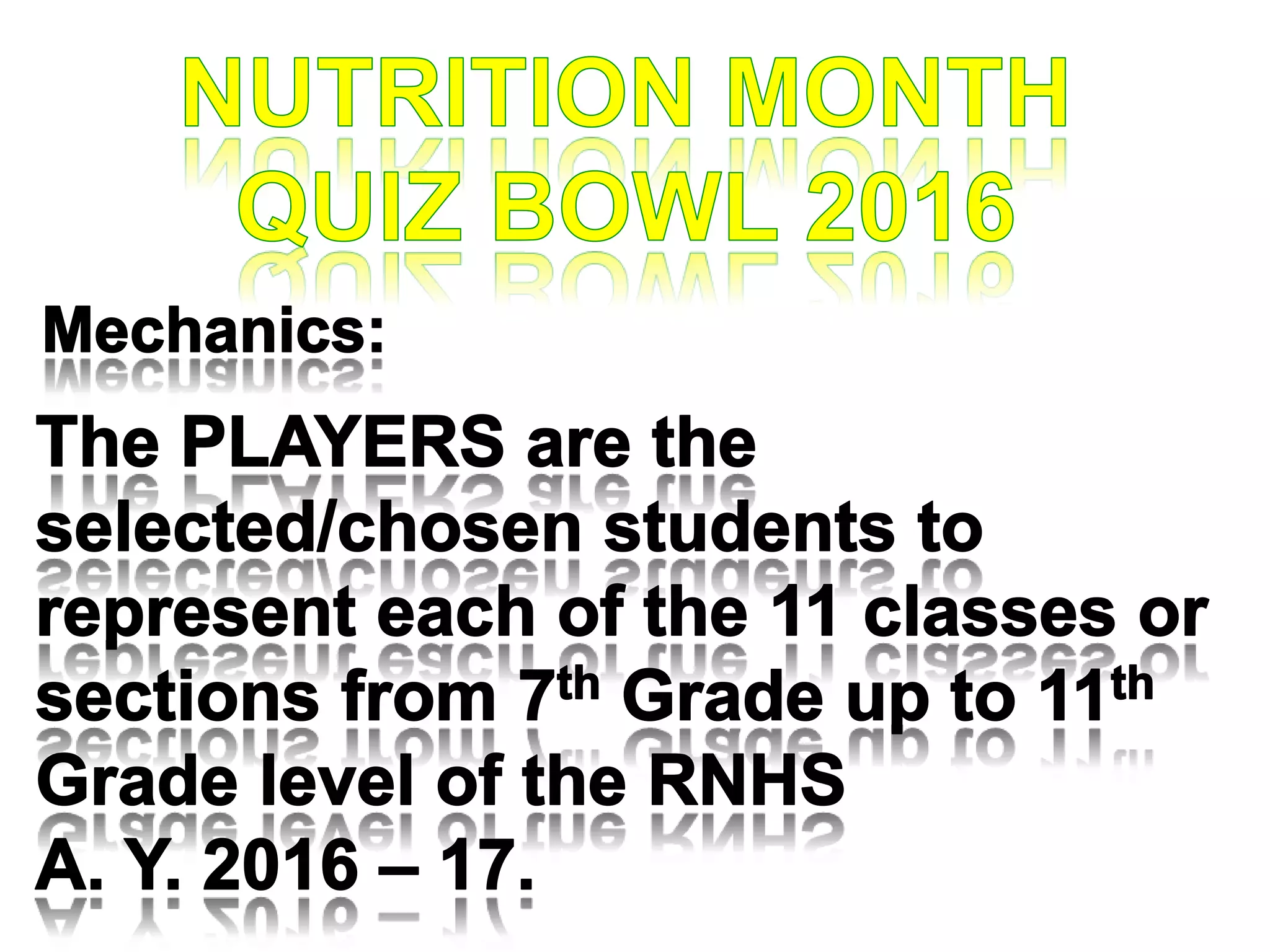 Nutrition month quiz ball 2016 | PPSX