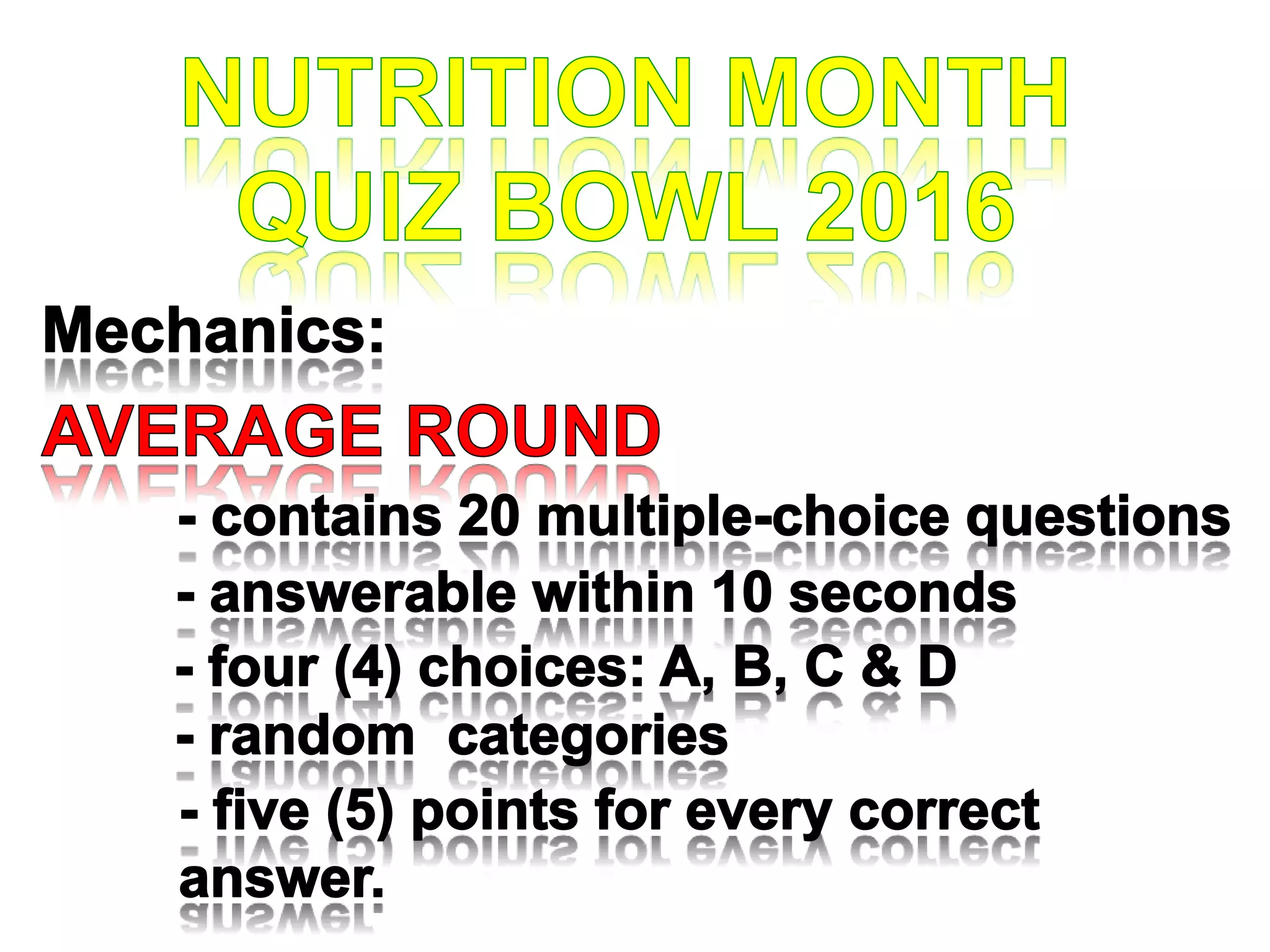 Nutrition month quiz ball 2016 | PPSX