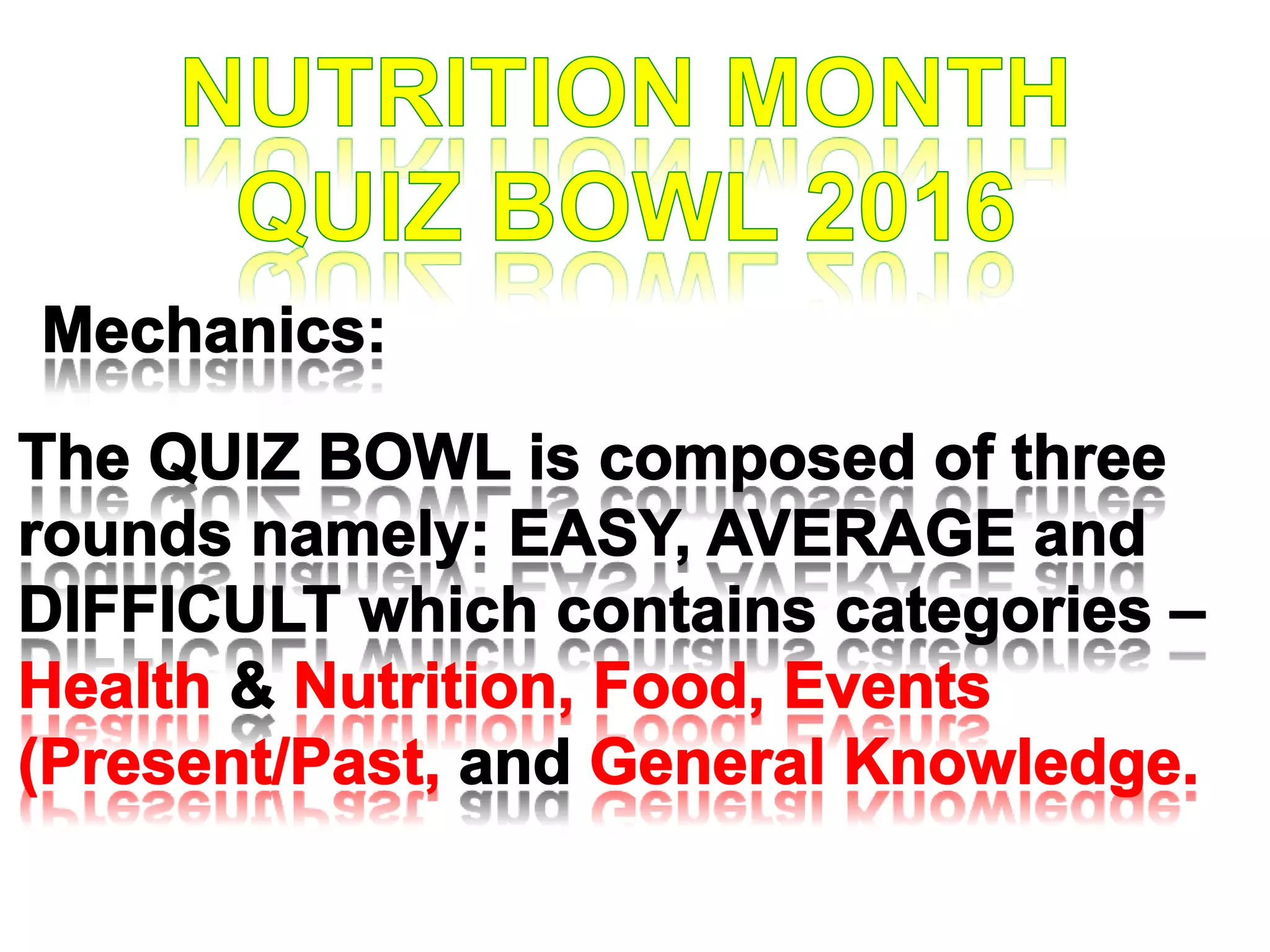 Nutrition month quiz ball 2016 | PPSX