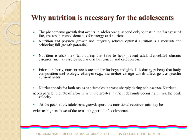 Nutrition of adolescents | PPSX