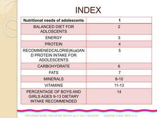 Nutrition of adolescents | PPT