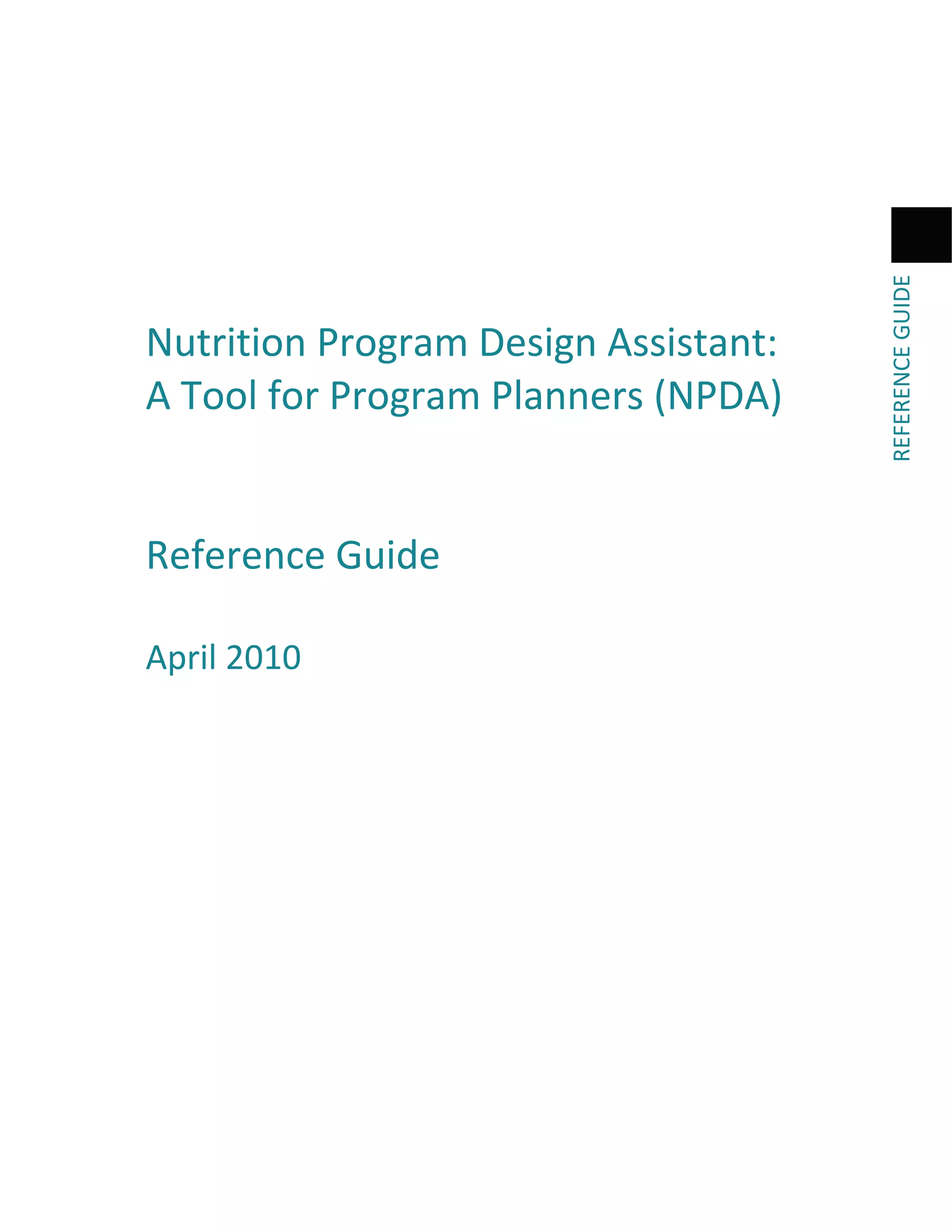 Nutrition program design and planning | PDF