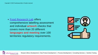 Nutrition sensory evaluation , label assessment foodresearchlab | PPT