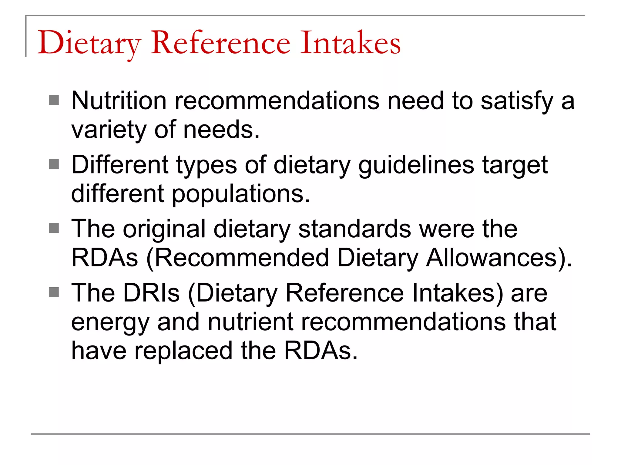 Nutrition standards and tools | PPT