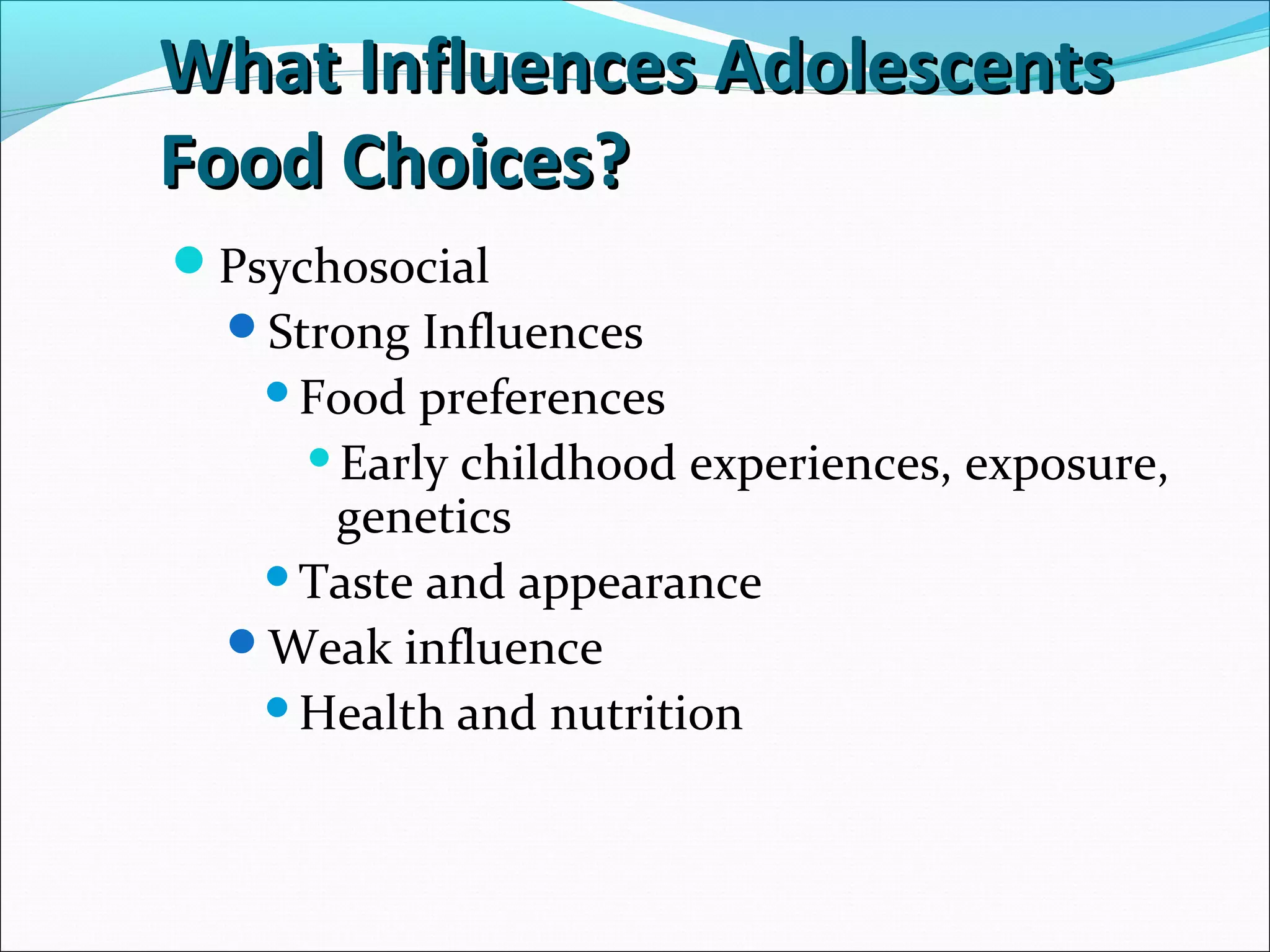 Nutrition throughout Adolescence | PPT