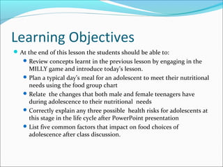 Nutrition throughout Adolescence | PPT