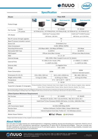 Nuuo flyer titan_nvr_v1.3.0_+intel_en | PDF
