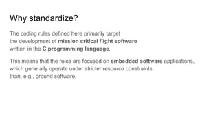 Jpl coding standard for the c programming language | PPTX