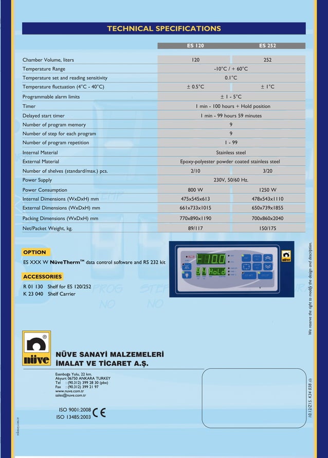 Nuve ES 120-252 COOL INCUBATOR | PDF