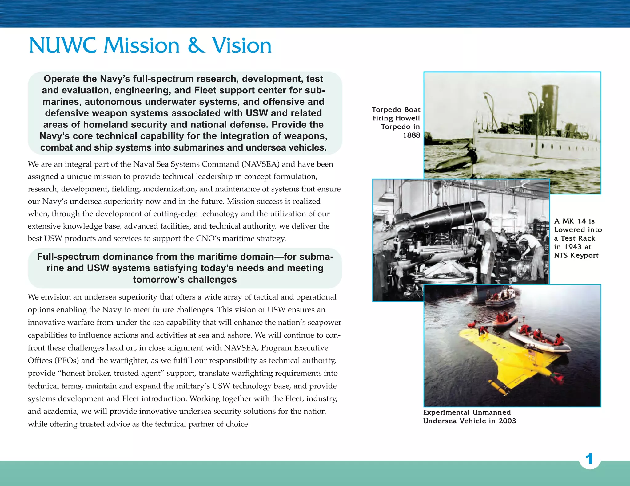 Overview of The Naval Undersea Warfare Center (NUWC) Distro A | PDF