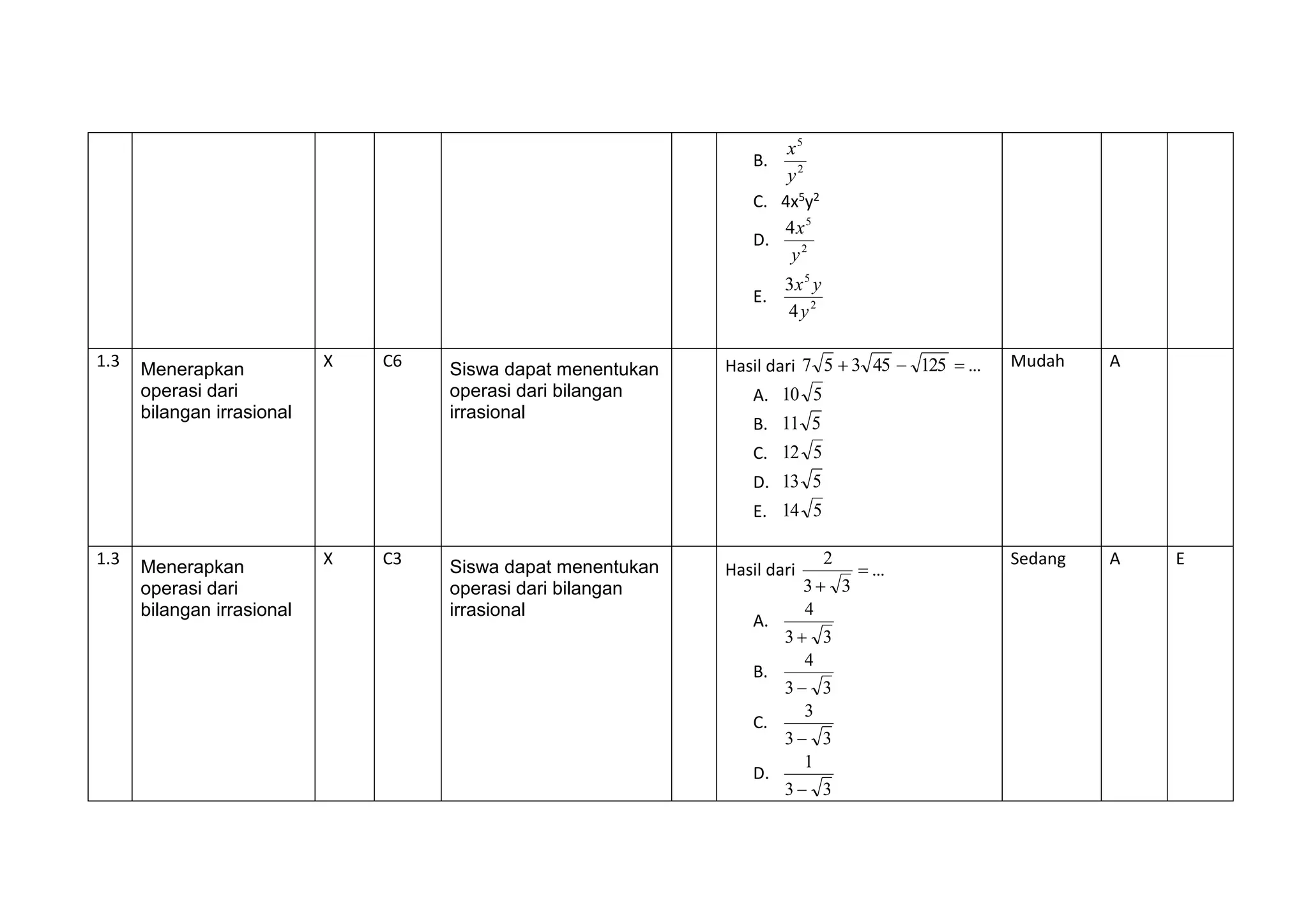 Format penulisan soal | DOCX