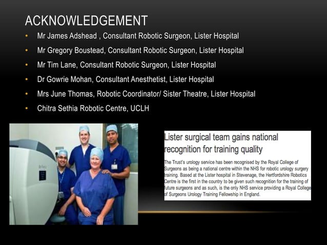 Robotic Fellowship Training in the UK | PPTX