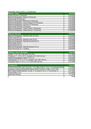Plantilla De Lista De Materiales De Excel
