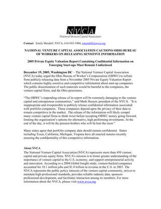 NVCA Cautions Ohio Bureau Of Workers On Releasing Sensitive Information ...