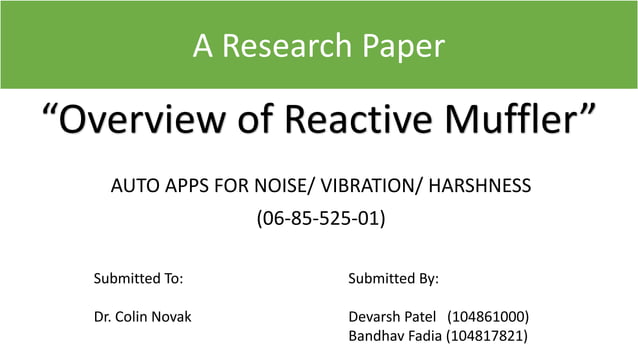 Reactive muffler | PPTX | Performance Cars | Auto Type