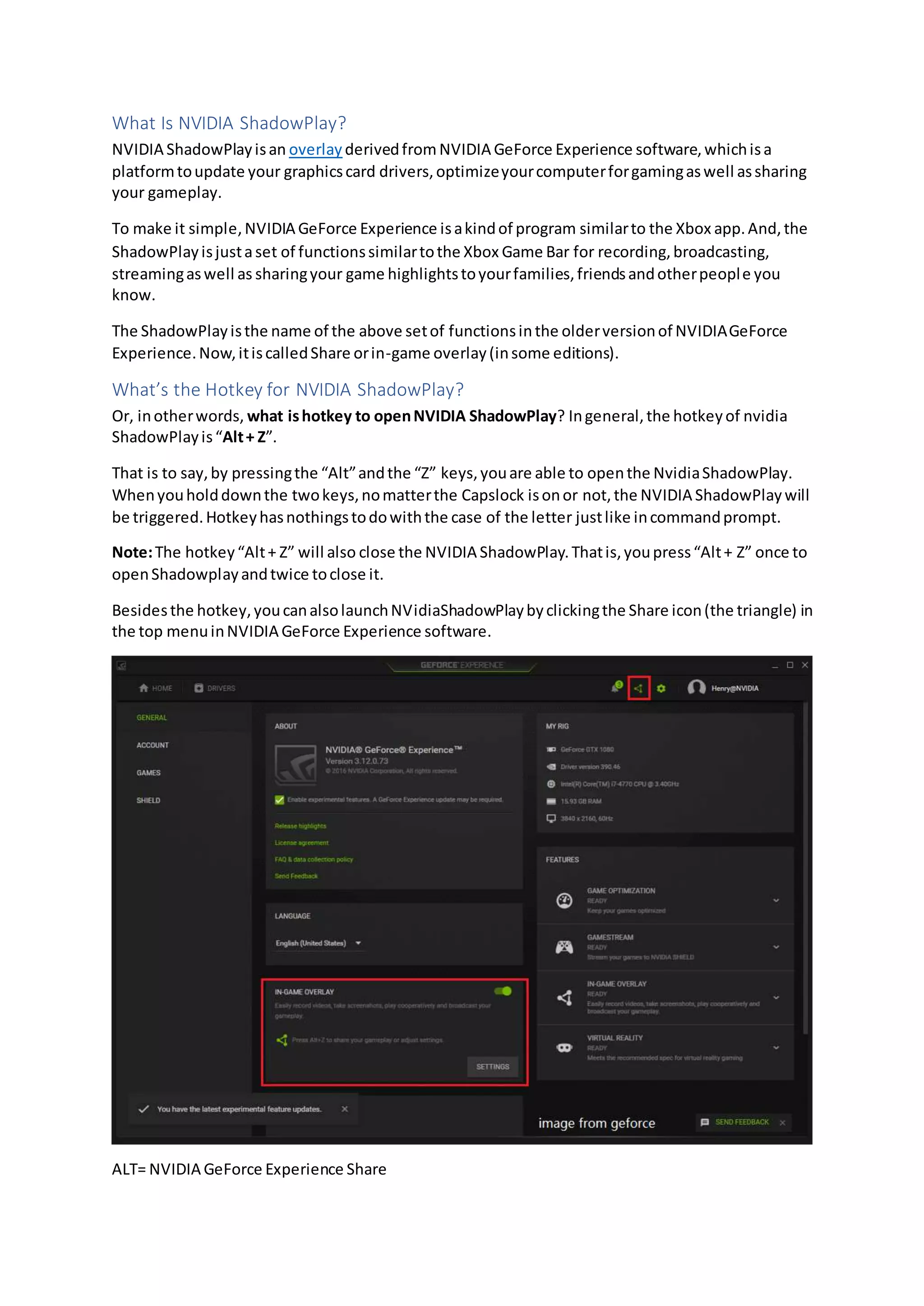 NVIDIA ShadowPlay Hotkey | DOCX