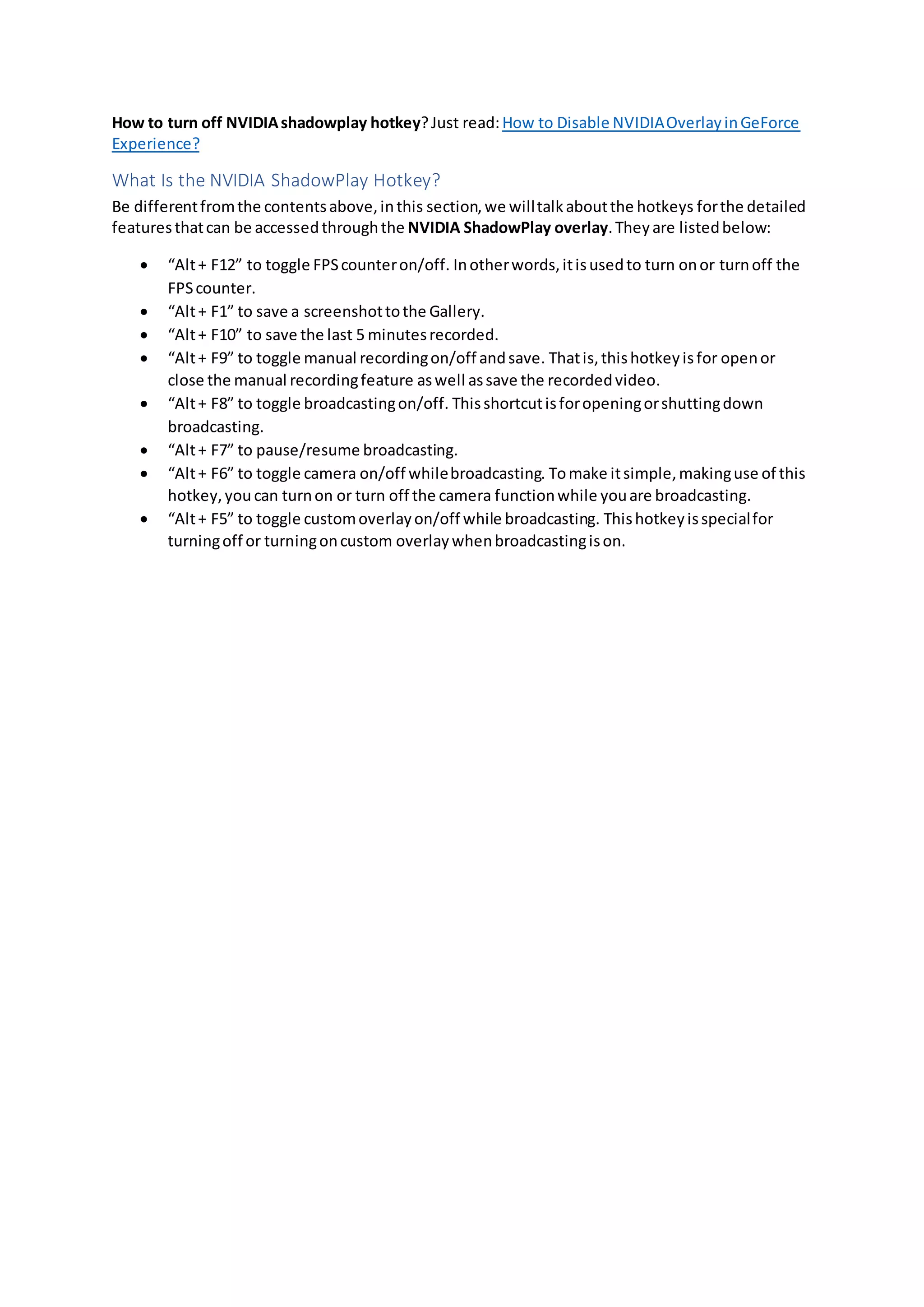 NVIDIA ShadowPlay Hotkey | DOCX