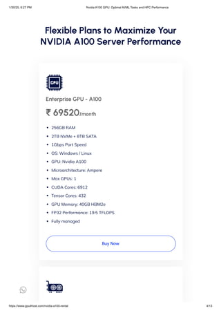 NVIDIA A100 for Deep Learning and Artificial Intelligence | PDF