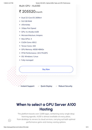 NVIDIA A100 for Deep Learning and Artificial Intelligence | PDF