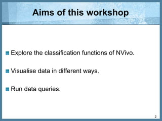 Qualitative data analysis using NVivo: An intermediate workshop | PPT