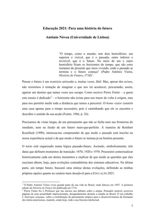 Nóvoa educação 2021 para uma história do futuro | PDF