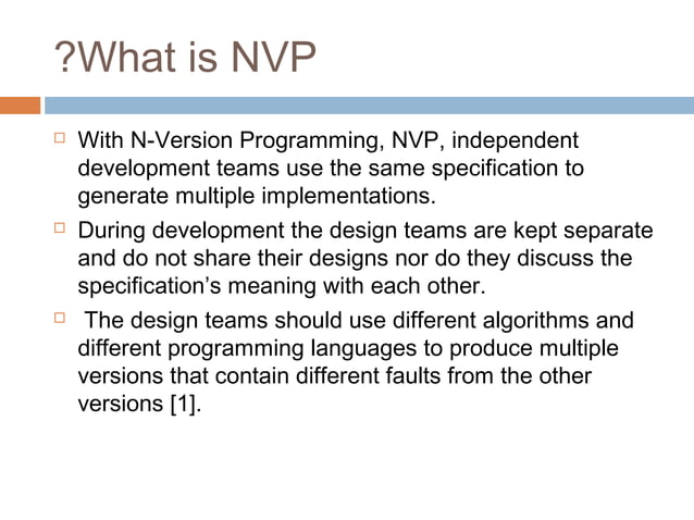 N-version programming | PPT | Computer Software and Applications | Computing