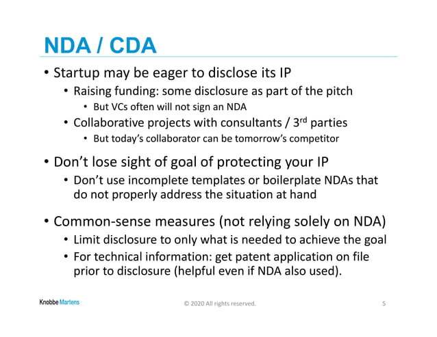 Nvpc presentation key ip agreements for startups | PPT