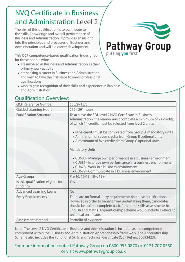 NVQ Certificate in Business and Administration Level 2 | PDF | Business Administration | Business