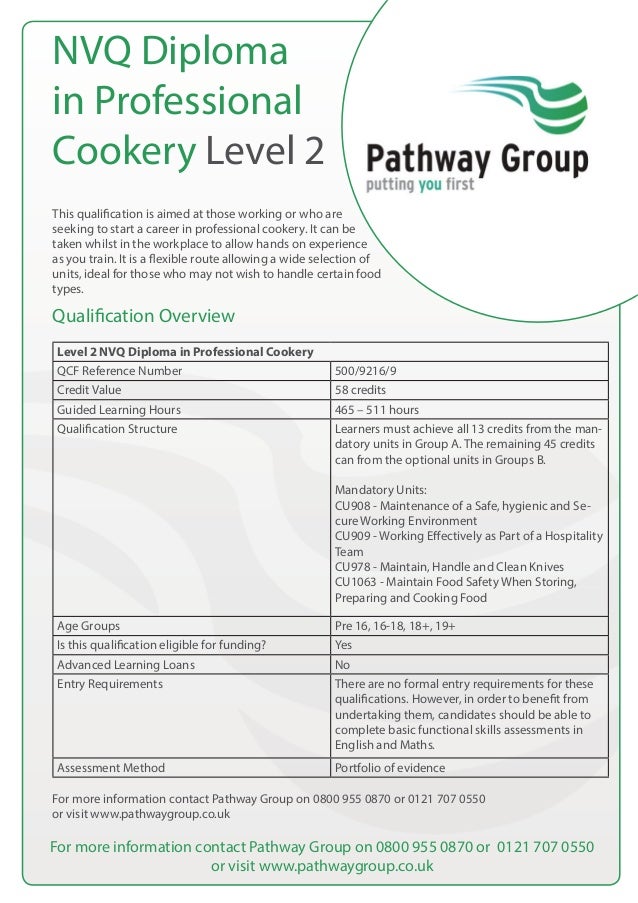 NVQ Diploma in Professional Cookery Level 2