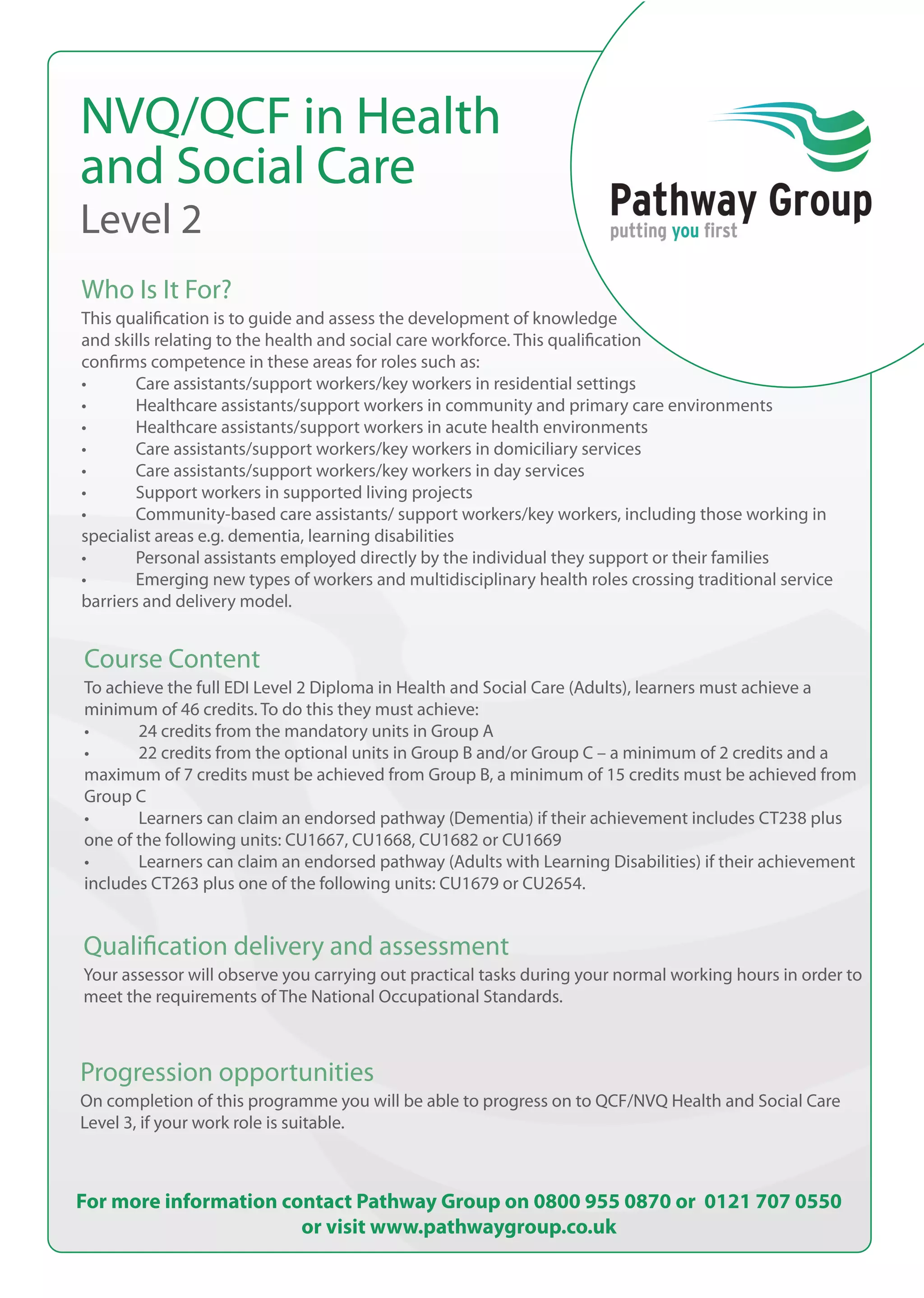 NVQ in Health and Social Care, NVQ in care | PDF