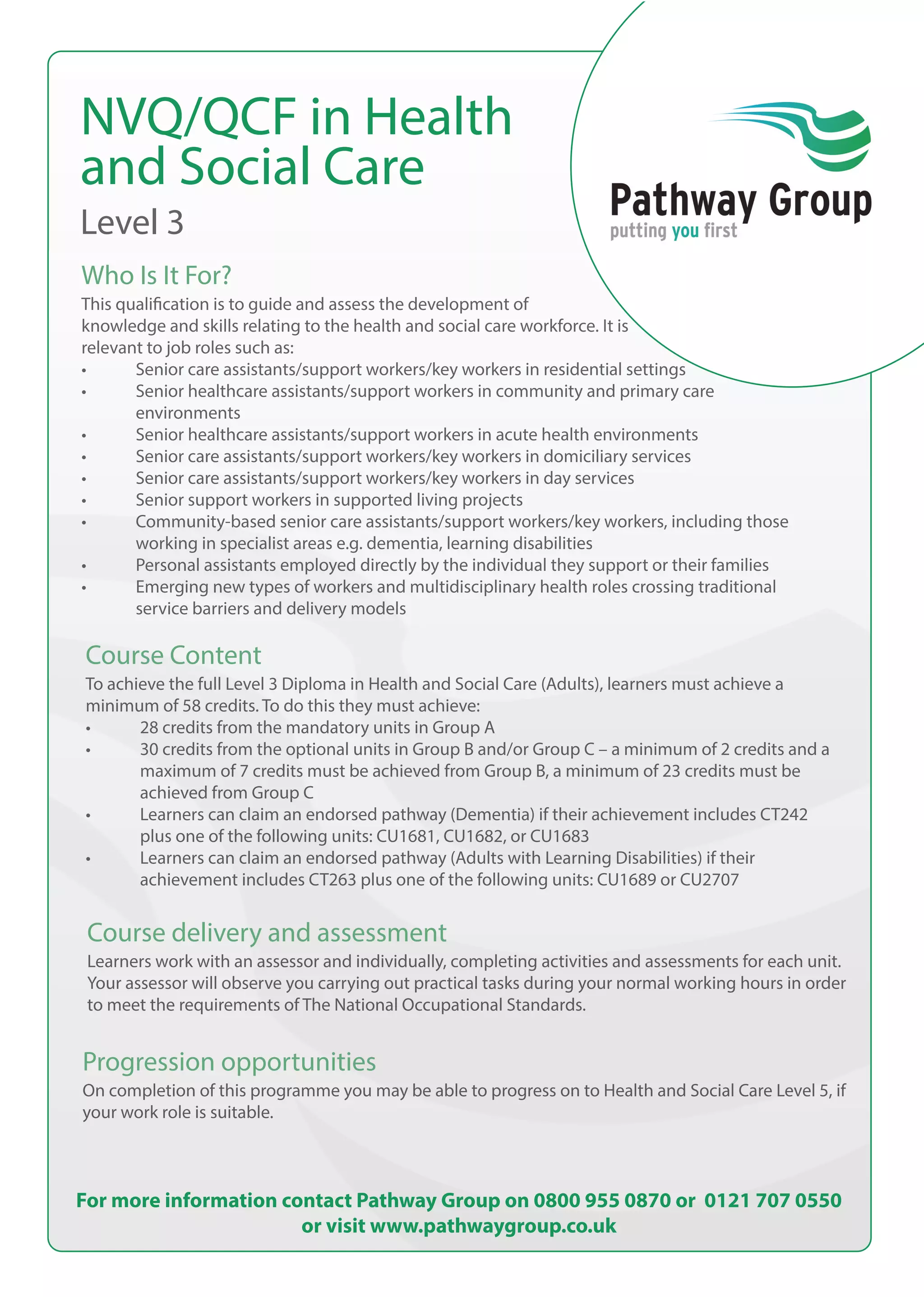 Nvq qcf in health and social care Level 3, Care Level 3 | PDF