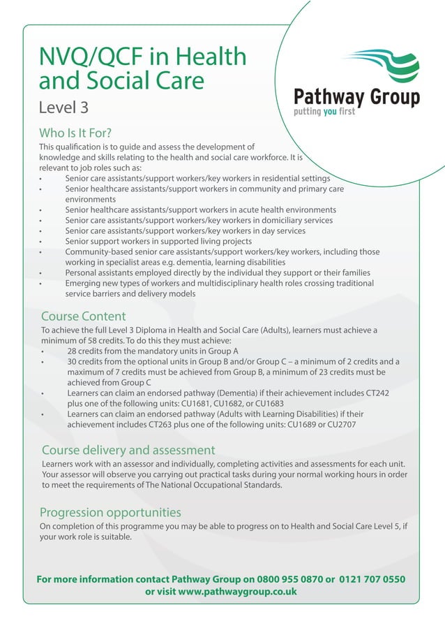 Nvq qcf in health and social care Level 3, Care Level 3 | PDF