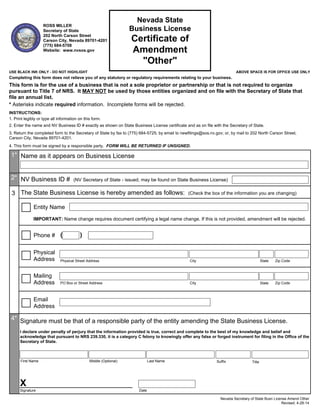 Nv State License Id Template