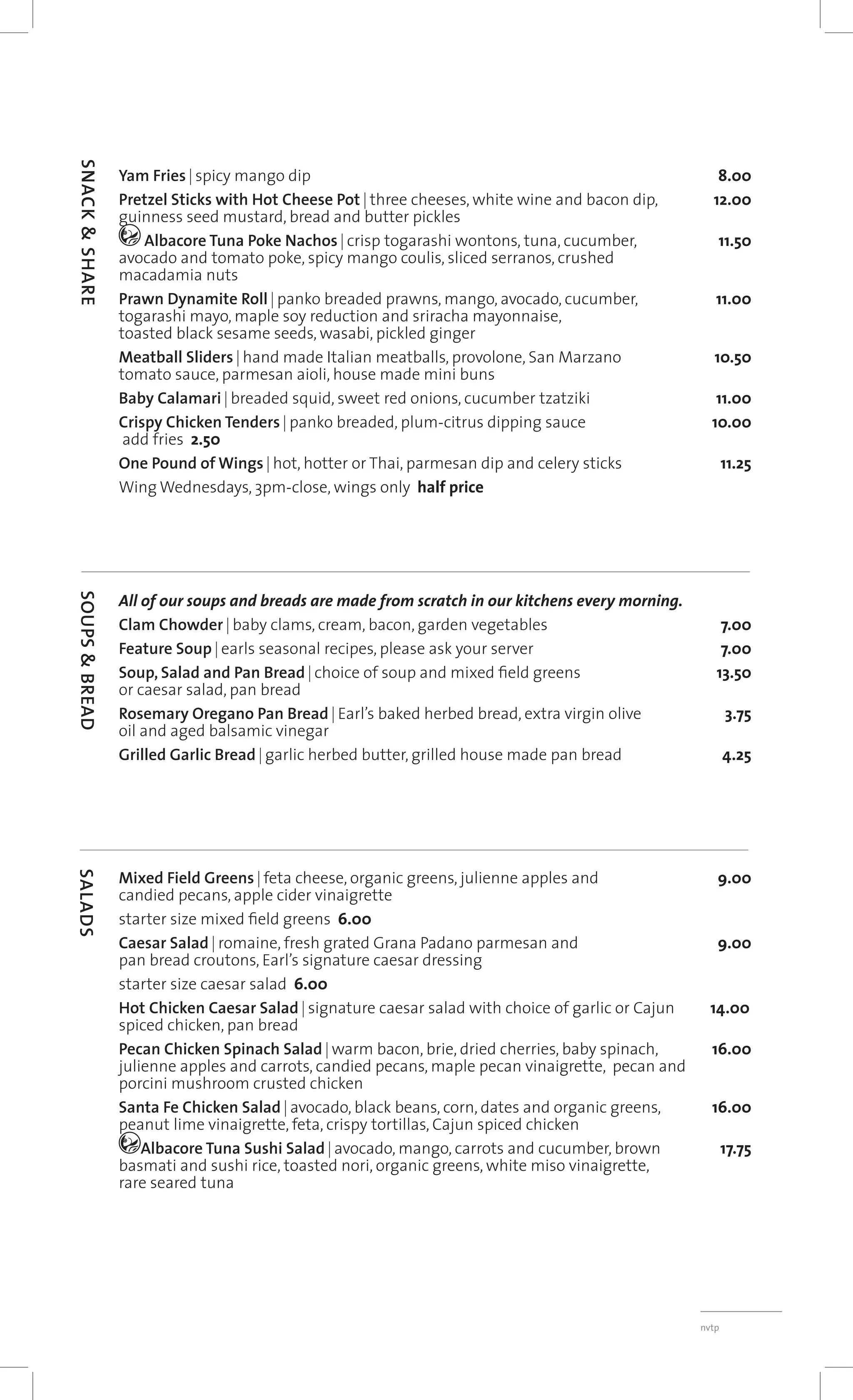 Earls North Vancouver Menu Launch-February 29, 2012 | PDF