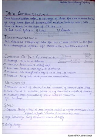 Data Communication & Networking Notes | PDF