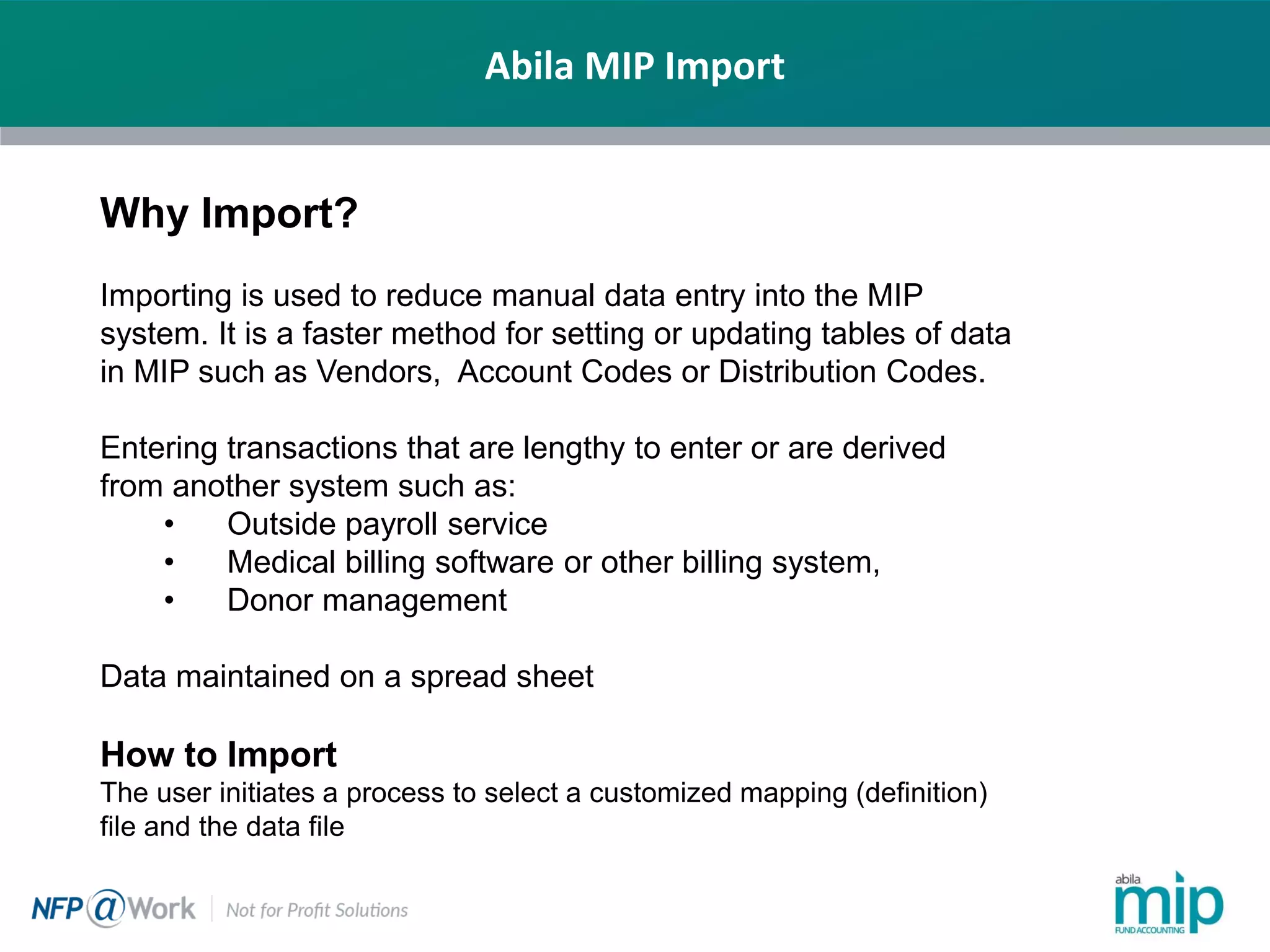 Importing and Exporting Data with Abila MIP | PDF
