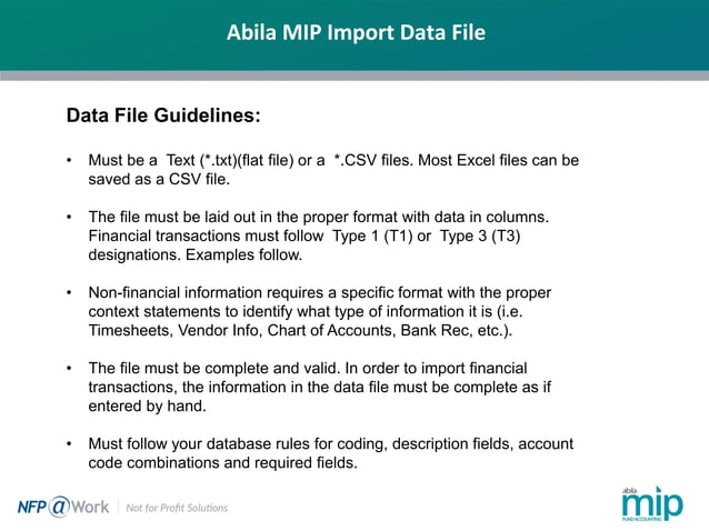 Importing and Exporting Data with Abila MIP | PDF
