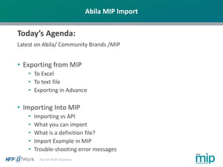 Importing and Exporting Data with Abila MIP | PDF