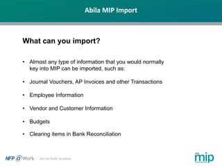 Importing and Exporting Data with Abila MIP | PDF