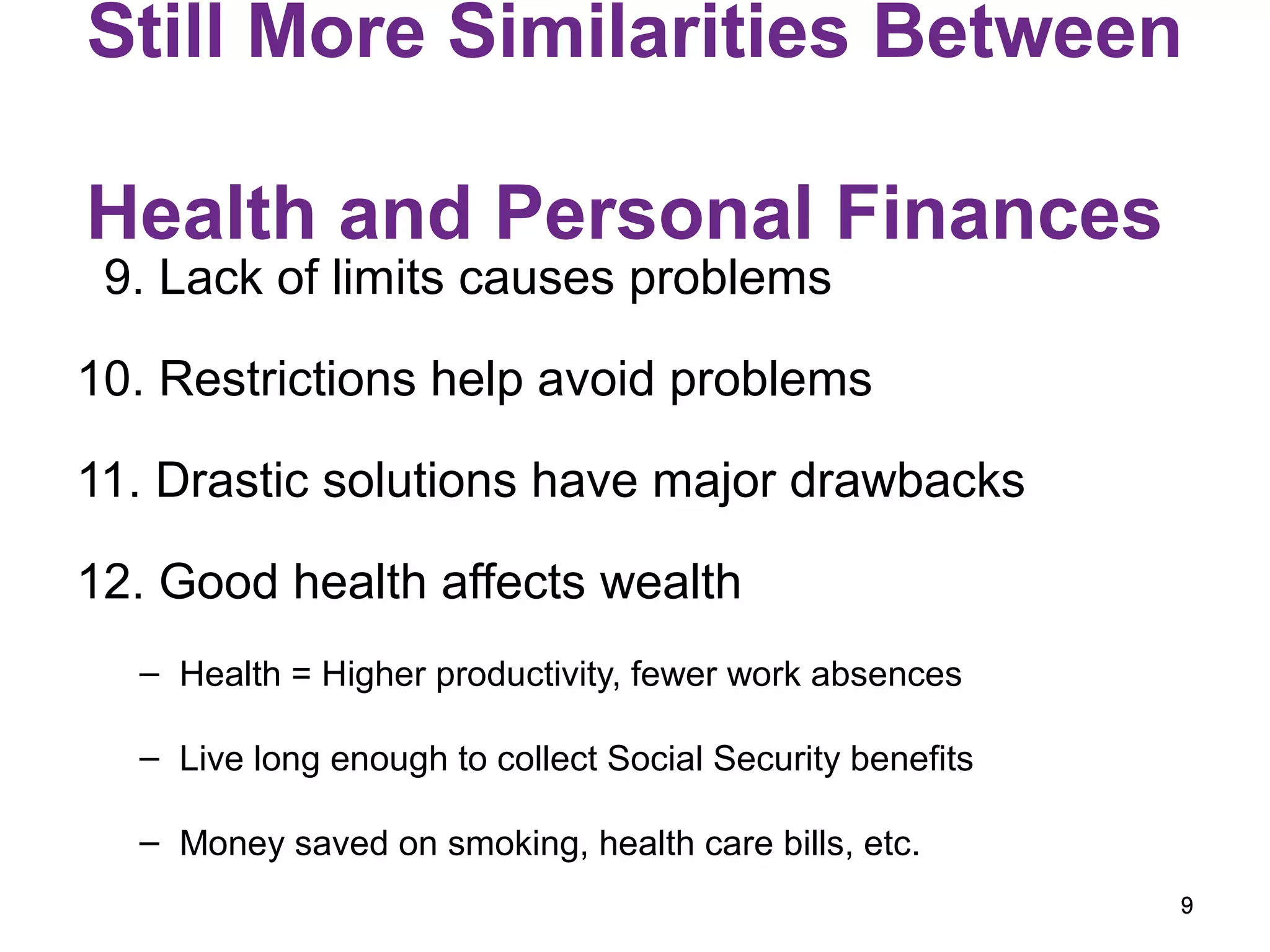 Health & Wealth Relationships | PPT