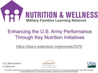 Enhancing the U.S. Army Performance Through Key Nutrition Initiatives | PDF