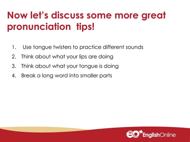 Tongue twisters and other pronunciation tips 1 | PPT